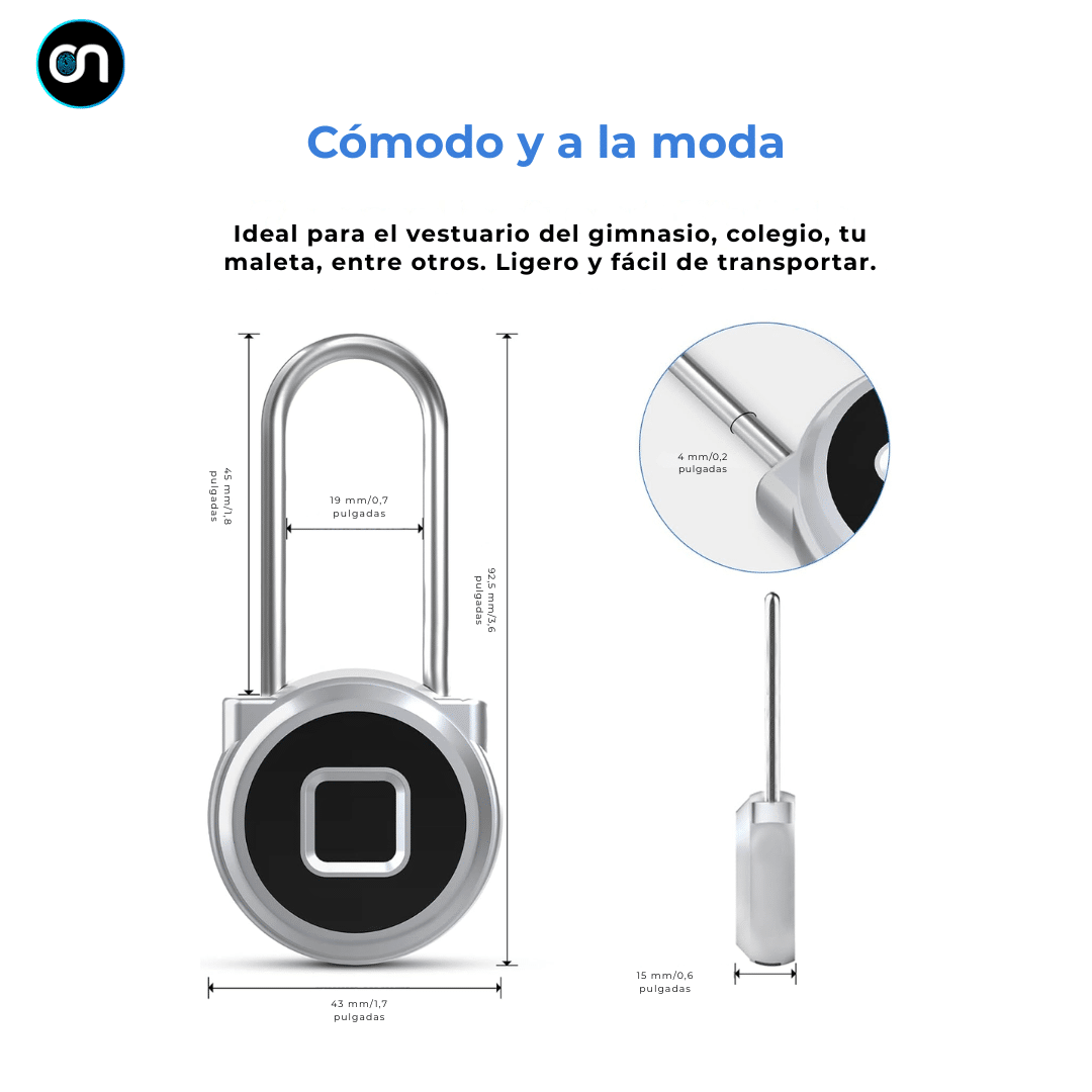 Candado Inteligente con Huella Digital IP65 – Recargable y Resistente ...